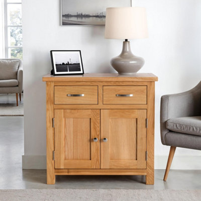 London Oak Mini Sideboard Fully Assembled - By Roseland Furniture