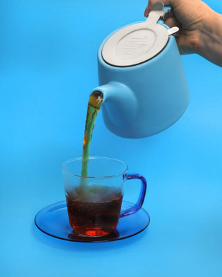 London Pottery Oval Filter Teapot Satin Blue