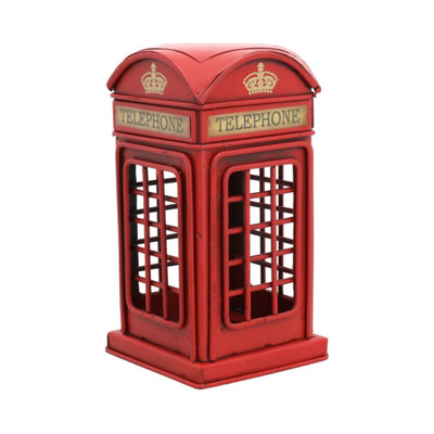London Red Telephone Box Money Change Coin Jar Bank Tin Plate Souvenir ...