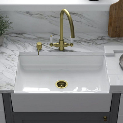 London Sink Company 600x400x160mm Medium White Ceramic Belfast Butler ...