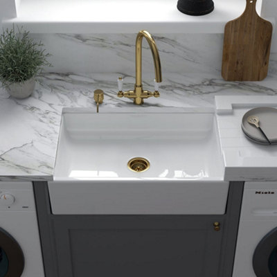 London Sink Company 600x400x160mm Medium White Ceramic Belfast Butler ...