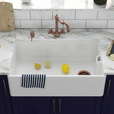 London Sink Company Belfast 795mm 1-Bowl Fireclay Ceramic Undermount ...