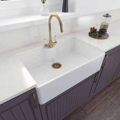 London Sink Company Fireclay Butler 795 1-Bowl Undermount White Ceramic ...