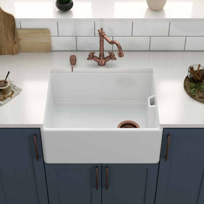London Sink Company LSC Belfast 595mm 1-Bowl Fireclay Ceramic ...