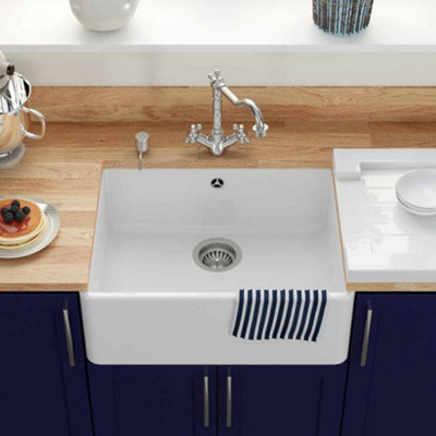 London Sink Company LSC Butler 595 1-Bowl Fireclay Ceramic Sit-On ...