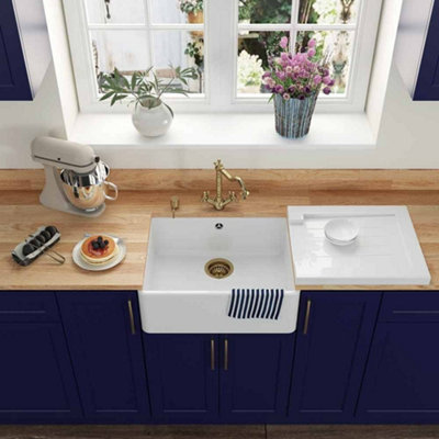 London Sink Company LSC Butler 595 1-Bowl Fireclay Ceramic Sit-On ...