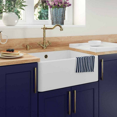 London Sink Company LSC Butler 595 1-Bowl Fireclay Ceramic Sit-On ...