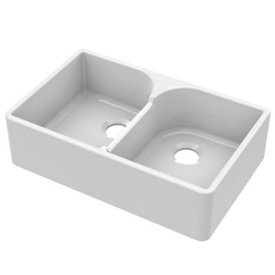 London Sink Company LSC Butler 795 White Ceramic 2-Bowl Kitchen Sink ...