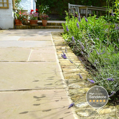 London Stone Autumn Brown 22mm Indian Sandstone Paving Slabs 600x600 ...