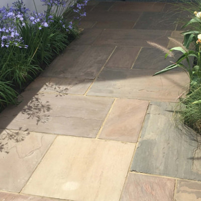 London Stone Autumn Brown 22mm Indian Sandstone Paving Slabs 600x600 ...