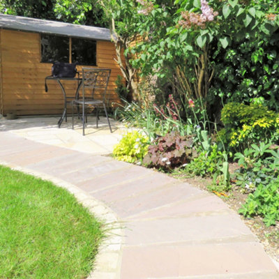 London Stone Autumn Brown 22mm Indian Sandstone Paving Slabs 600x600 ...