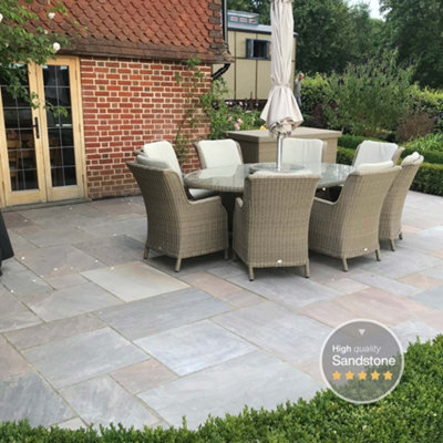 London Stone Autumn Brown 22mm Indian Sandstone Paving Slabs 900x600 ...