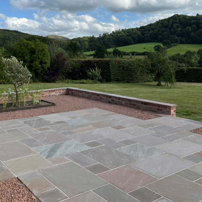 London Stone Autumn Brown 22mm Indian Sandstone Paving Slabs Patio Pack ...
