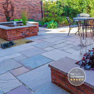 London Stone Autumn Brown 22mm Indian Sandstone Paving Slabs Patio Pack ...