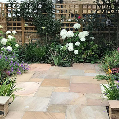 London Stone Camel Dust 22mm Indian Sandstone Paving Slabs Patio Pack ...