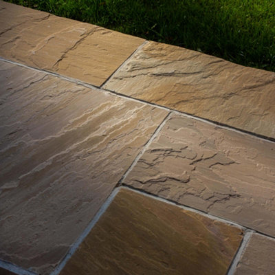London Stone Camel Dust 22mm Indian Sandstone Paving Slabs Patio Pack ...