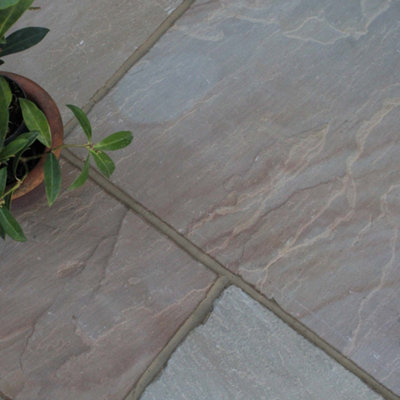 London Stone Camel Dust 22mm Indian Sandstone Paving Slabs Patio Pack ...