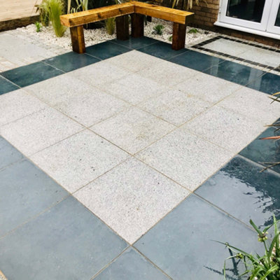 London Stone Charcoal 20mm Porcelain Paving Slabs 600x600 Pack of 14 (5 ...