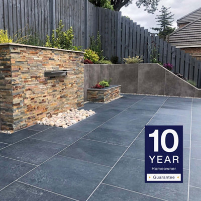 London Stone Charcoal 20mm Porcelain Paving Slabs 900x600 Pack of 10 (5 ...