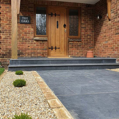 London Stone Charcoal 20mm Porcelain Paving Slabs 900x600 Pack of 20 ...