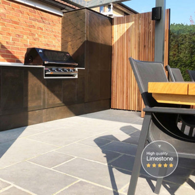 LONDON STONE GRAPHITE GREY 22MM LIMESTONE PAVING SLABS 600X400 PACK OF ...
