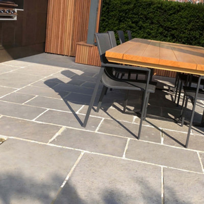 London Stone Graphite Grey 22mm Limestone Paving Slabs 600x400 Pack of ...