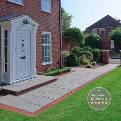 London Stone Graphite Grey 22mm Limestone Paving Slabs 600x600 Pack of ...