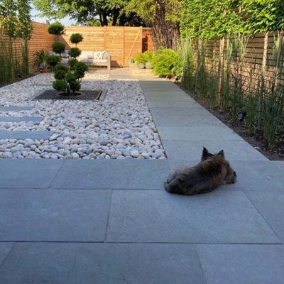 LONDON STONE GRAPHITE GREY 22MM LIMESTONE PAVING SLABS 900X600 PACK OF ...