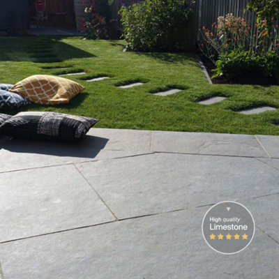 London Stone Graphite Grey 22mm Limestone Paving Slabs 900x600 Pack of ...