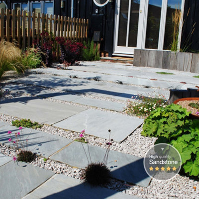 London Stone Kandla Grey 22mm Indian Sandstone Paving Slabs 600x600 ...