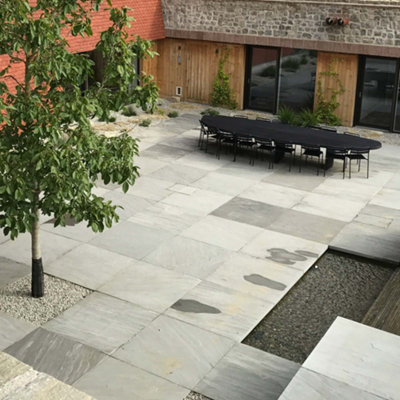 London Stone Kandla Grey 22mm Indian Sandstone Paving Slabs 600x600 ...