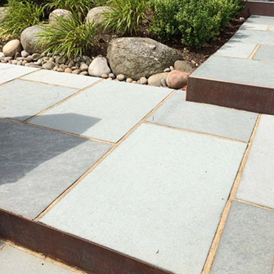 London Stone Kota Blue 25mm Limestone Paving Slabs Patio Pack as Mix of ...
