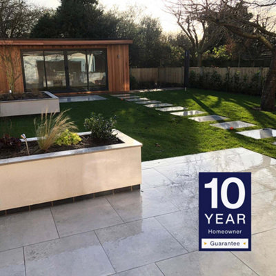 London Stone Light Grey 20mm Porcelain Paving Slabs 600x600 Pack of 14 ...