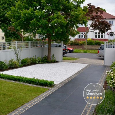 London Stone Midnight Black 25mm Limestone Paving Slabs 900x600 Pack of ...