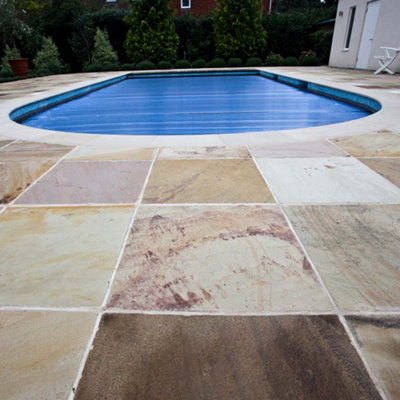 London Stone Mint 22mm Indian Sandstone Paving Slabs 600x600 Pack of 18 ...