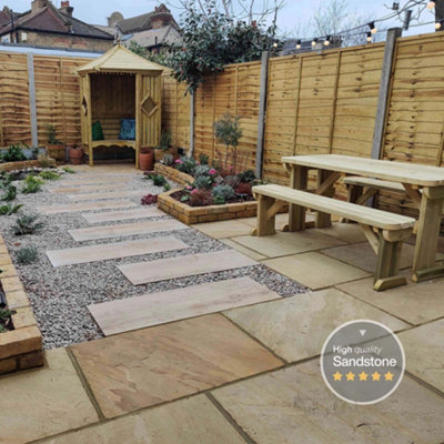 London Stone Mint 22mm Indian Sandstone Paving Slabs 900x600 Pack of 16 ...