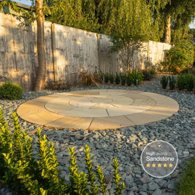 London Stone Mint Sandstone Circle Patio Kit (2.8m Diameter)