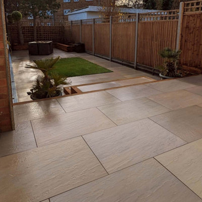London Stone Raj Green 16mm Porcelain Paving Slabs 900x600 Pack of 20 ...