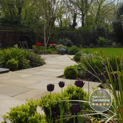 London Stone Raj Green 22mm Indian Sandstone Paving Slabs 600x600 Pack ...