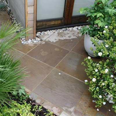London Stone Raj Green 22mm Indian Sandstone Paving Slabs 600x600 Pack ...