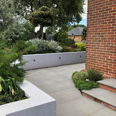 LONDON STONE STEEL GREY 20MM PORCELAIN PAVING SLABS 600X600 PACK OF 28 ...