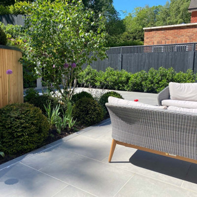London Stone Steel Grey 20mm Porcelain Paving Slabs 900x600 Pack of 20 ...