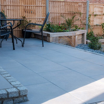 London Stone Steel Grey 20mm Porcelain Paving Slabs 900x600 Pack of 20 ...