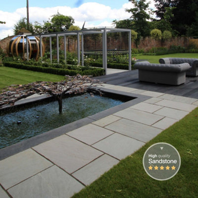 London Stone Tumbled Kandla Grey 22mm Indian Sandstone Paving Slabs ...