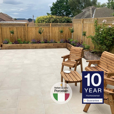London Stone Venetian Beige 20mm Porcelain Paving Slabs 600x600 Pack of ...