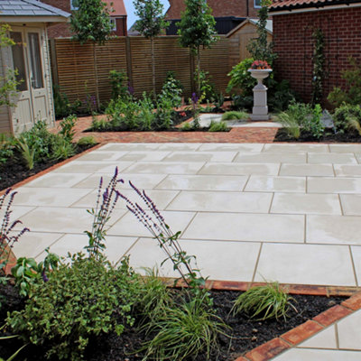 London Stone Venetian Beige 20mm Porcelain Paving Slabs 900x600 Pack of ...