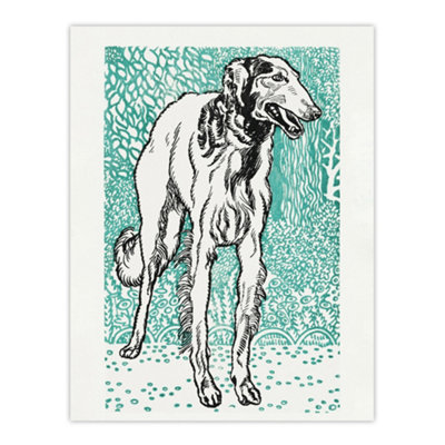 Long Haired Greyhound Russian Wolfhound Dog Jung Wall Art Poster Print ...