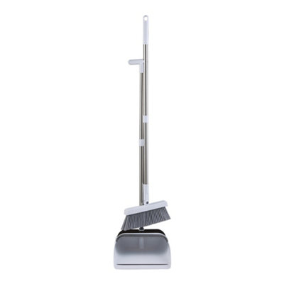 Long Handle Folding Broom and Dustpan Set for Indoor and Outdoor Cleaning