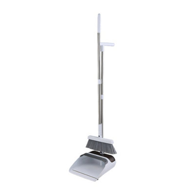 Long Handle Folding Broom and Dustpan Set for Indoor and Outdoor Cleaning