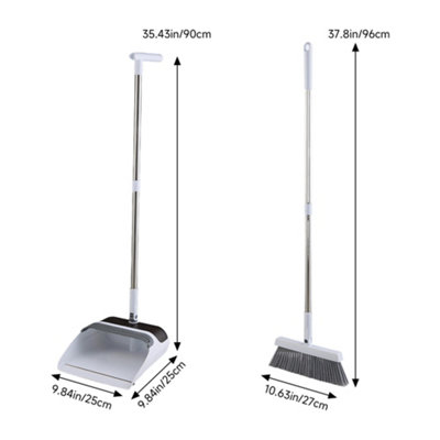Long Handle Folding Broom and Dustpan Set for Indoor and Outdoor Cleaning